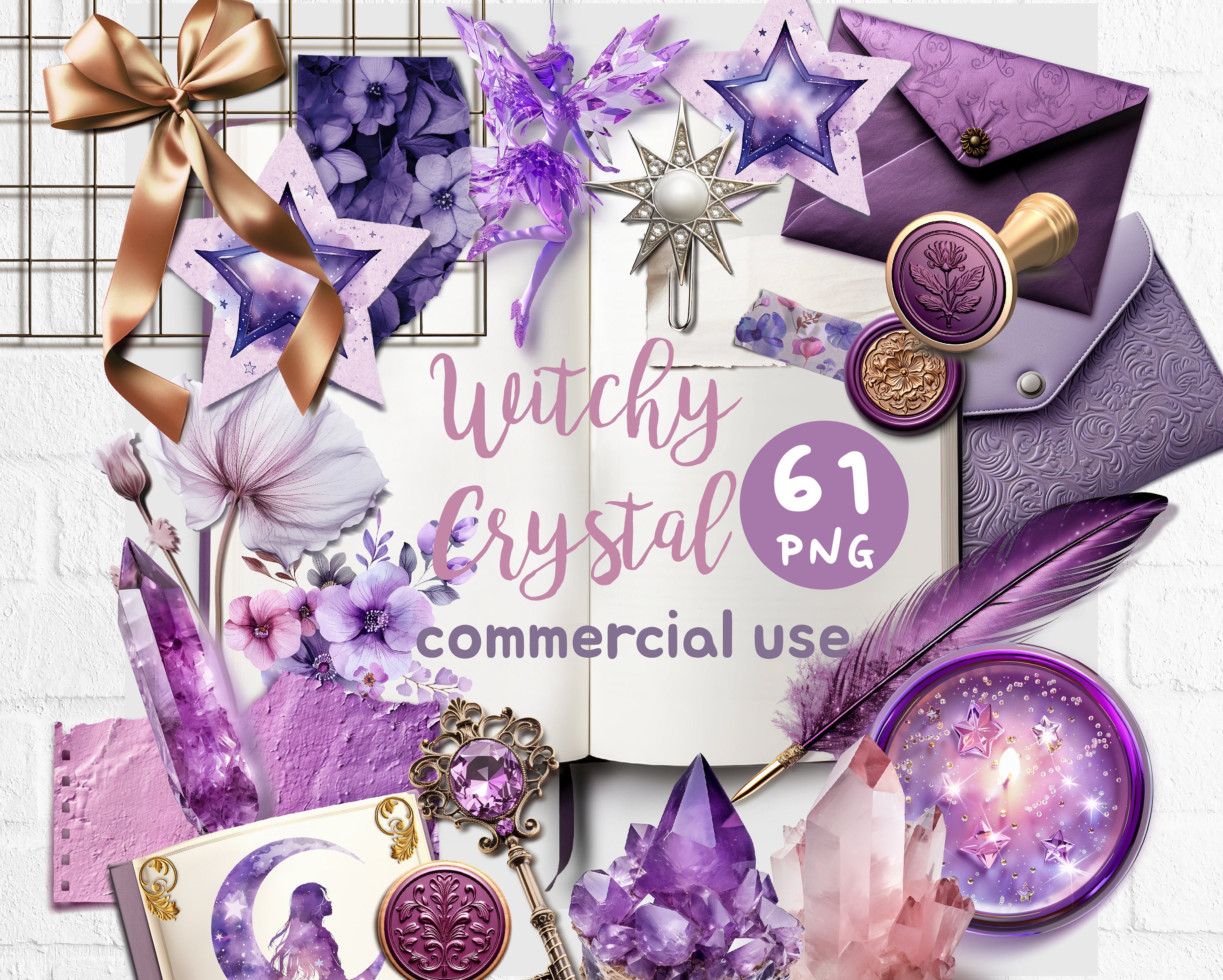 Witchy Realistic Digital Sticker Amethyst Sticker Magical Fairytale ...