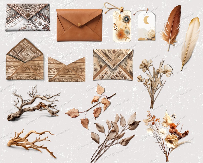 Boho Realistic Digital Sticker Aesthetic Bohemian Graphic Commercial ...