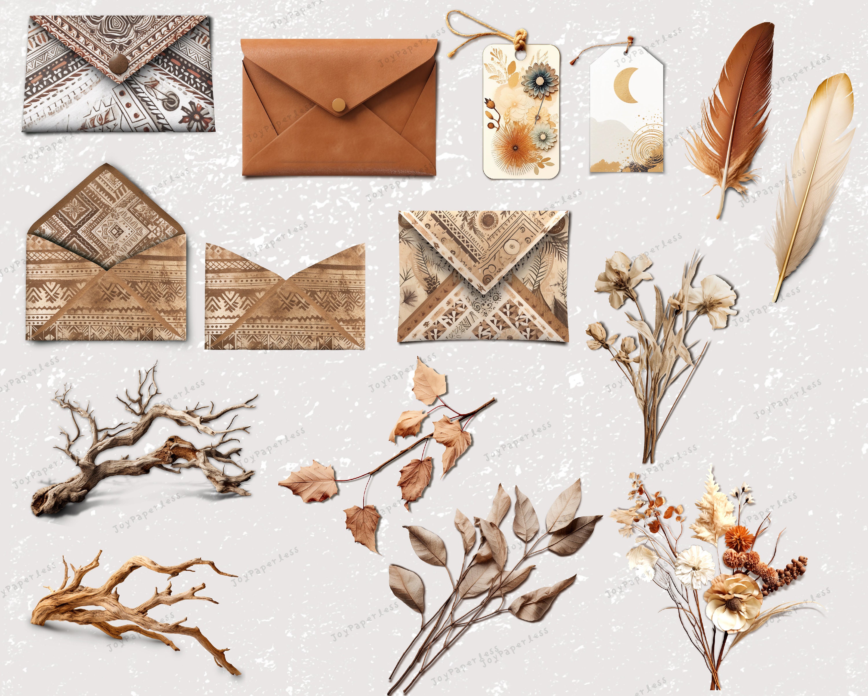 Boho Realistic Digital Sticker Aesthetic Bohemian Graphic Commercial ...