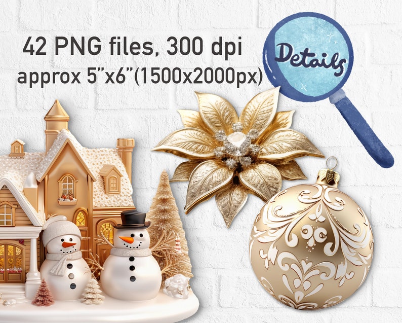 Christmas Realistic Digital Sticker, Golden Scene Creator: PNG ...