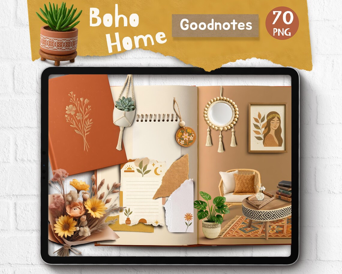 Boho Realistic Digital Sticker Boho Realistic Room Digital Boho Dital ...
