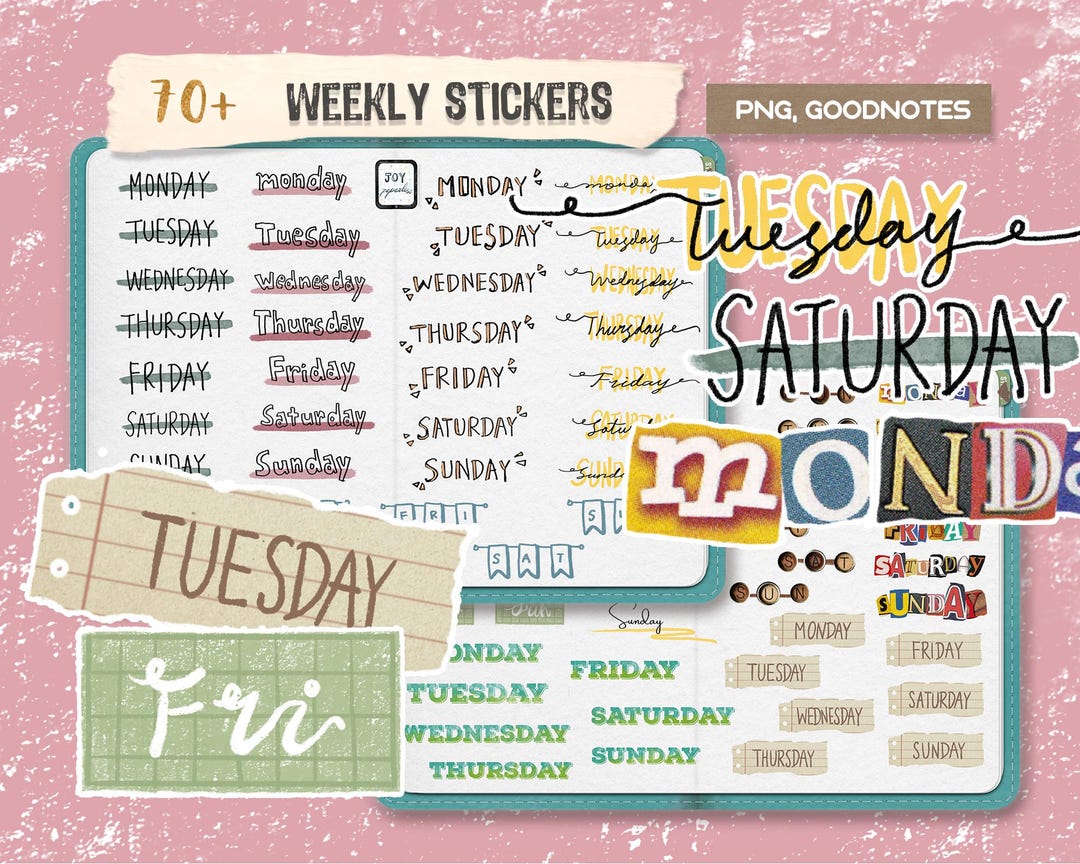 Digital Stickers Weekly Header Goodnotes Sticker Weekly Onenote Sticker ...