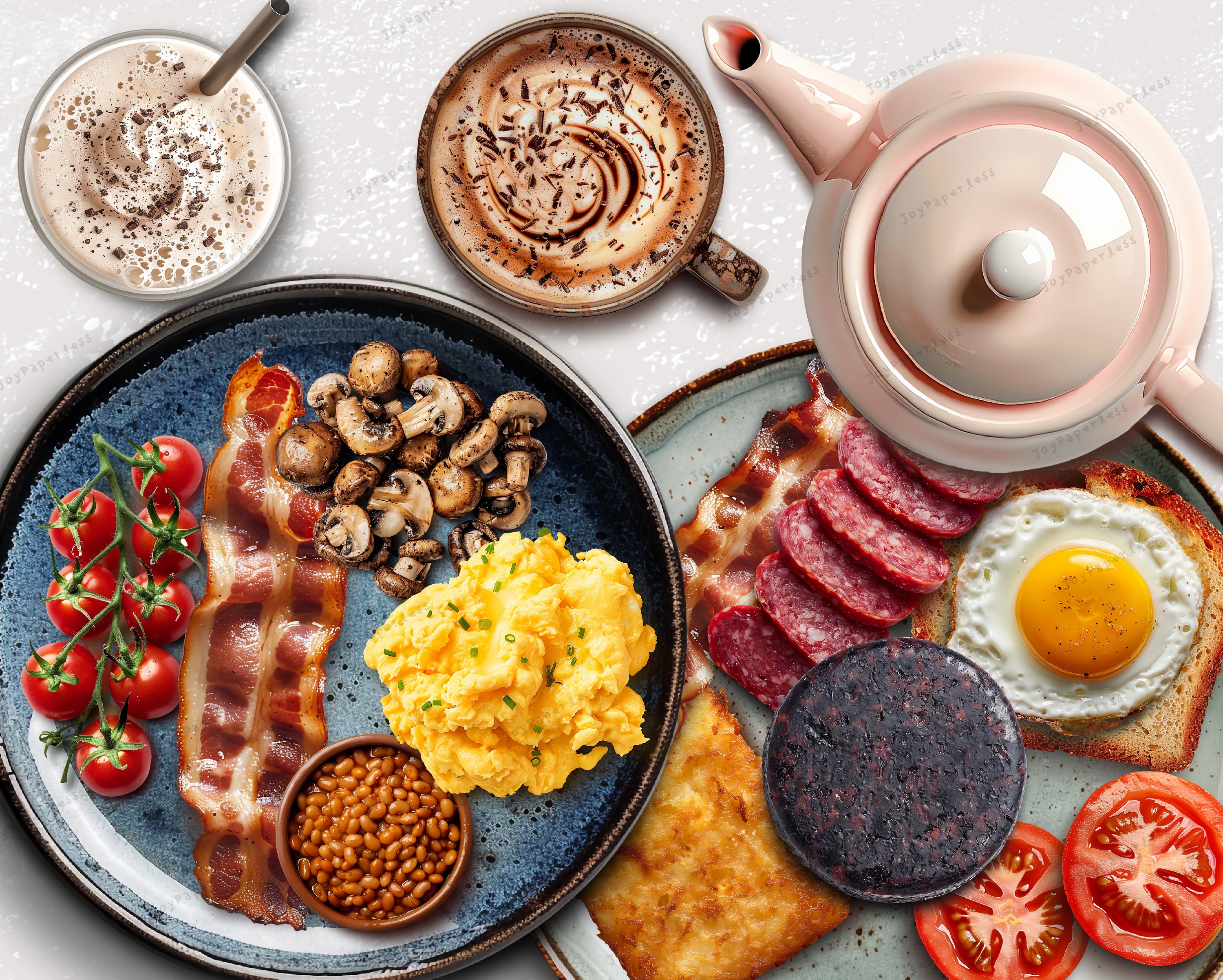 Breakfast Realistic Digital Sticker Brunch Digital Journal Scene ...