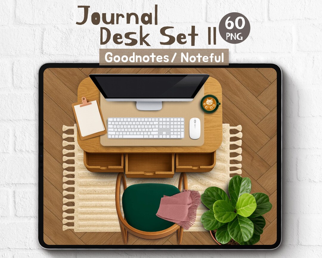 Realistic Digital Stickers: Journal Desk Decoration Set for Goodnotes ...