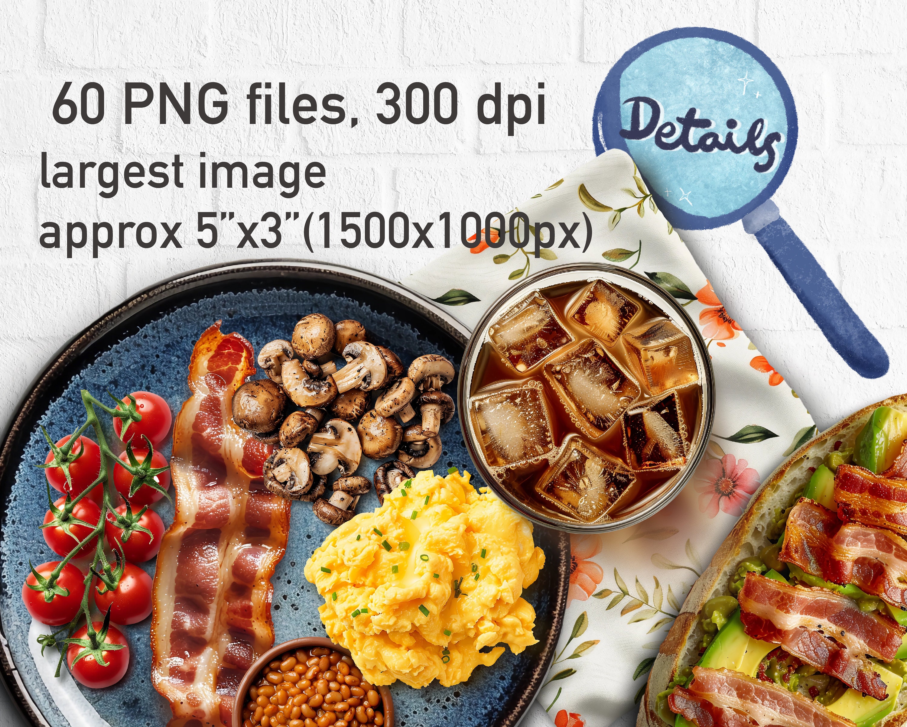 Breakfast Realistic Goodnotes Stickers: Brunch Planner Journal Food PNG ...
