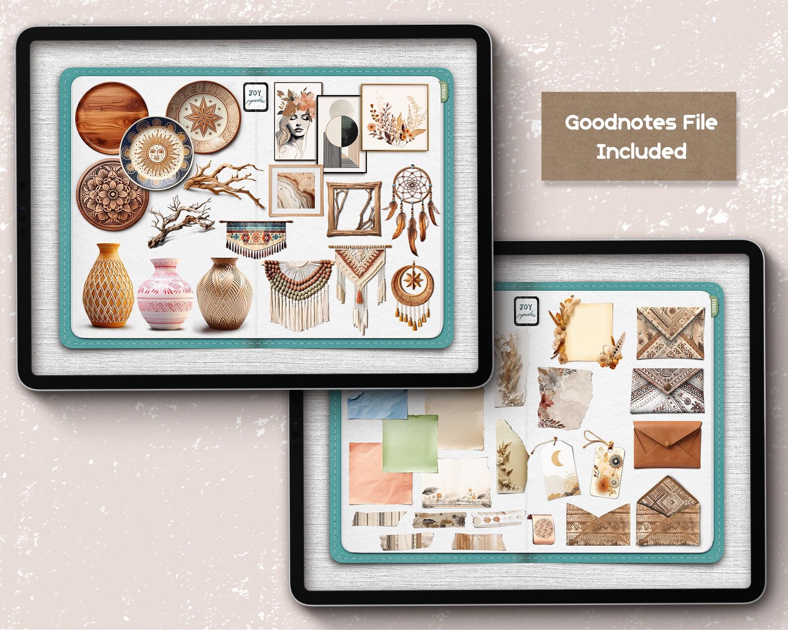 Boho Realistic Digital Sticker Aesthetic Bohemian Graphic Commercial ...