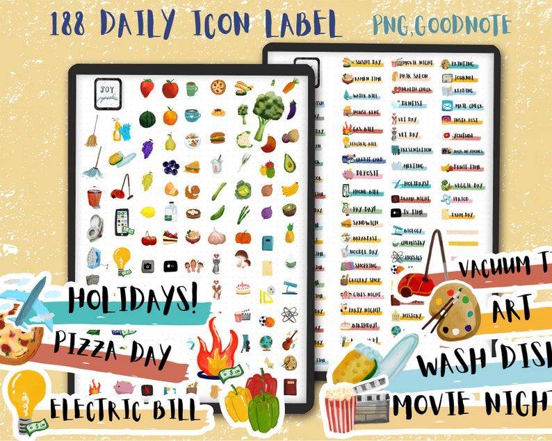 Digital Stickers Daily Goodnotes Sticker Icon Onenote Sticker - Etsy