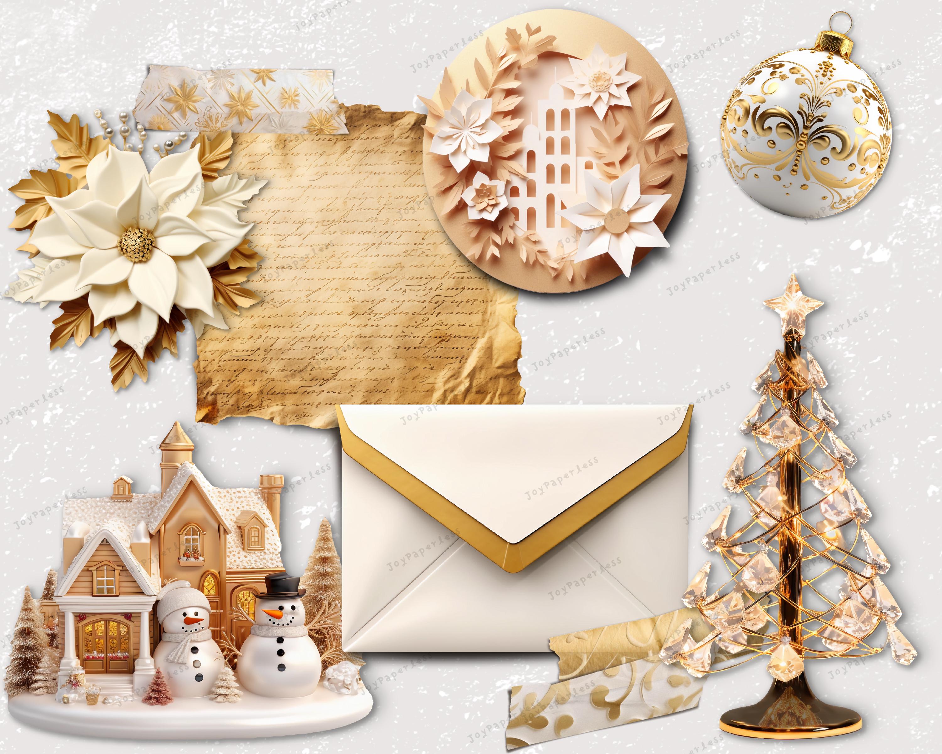 Christmas Realistic Digital Sticker Christmas Golden Commercial Use ...