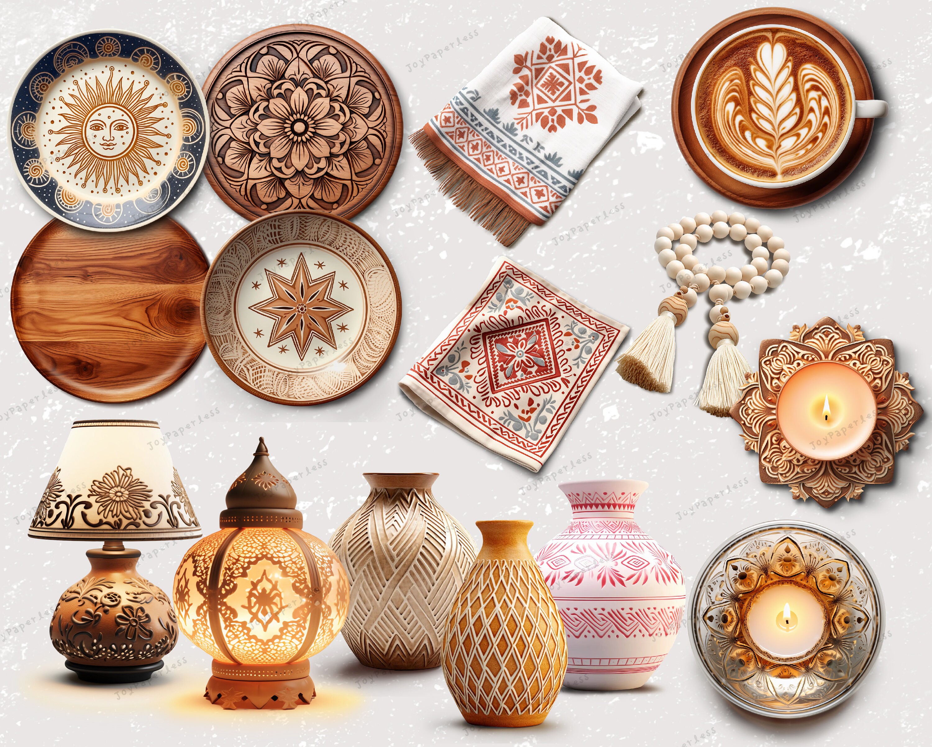 Boho Realistic Digital Sticker Aesthetic Bohemian Graphic Commercial ...