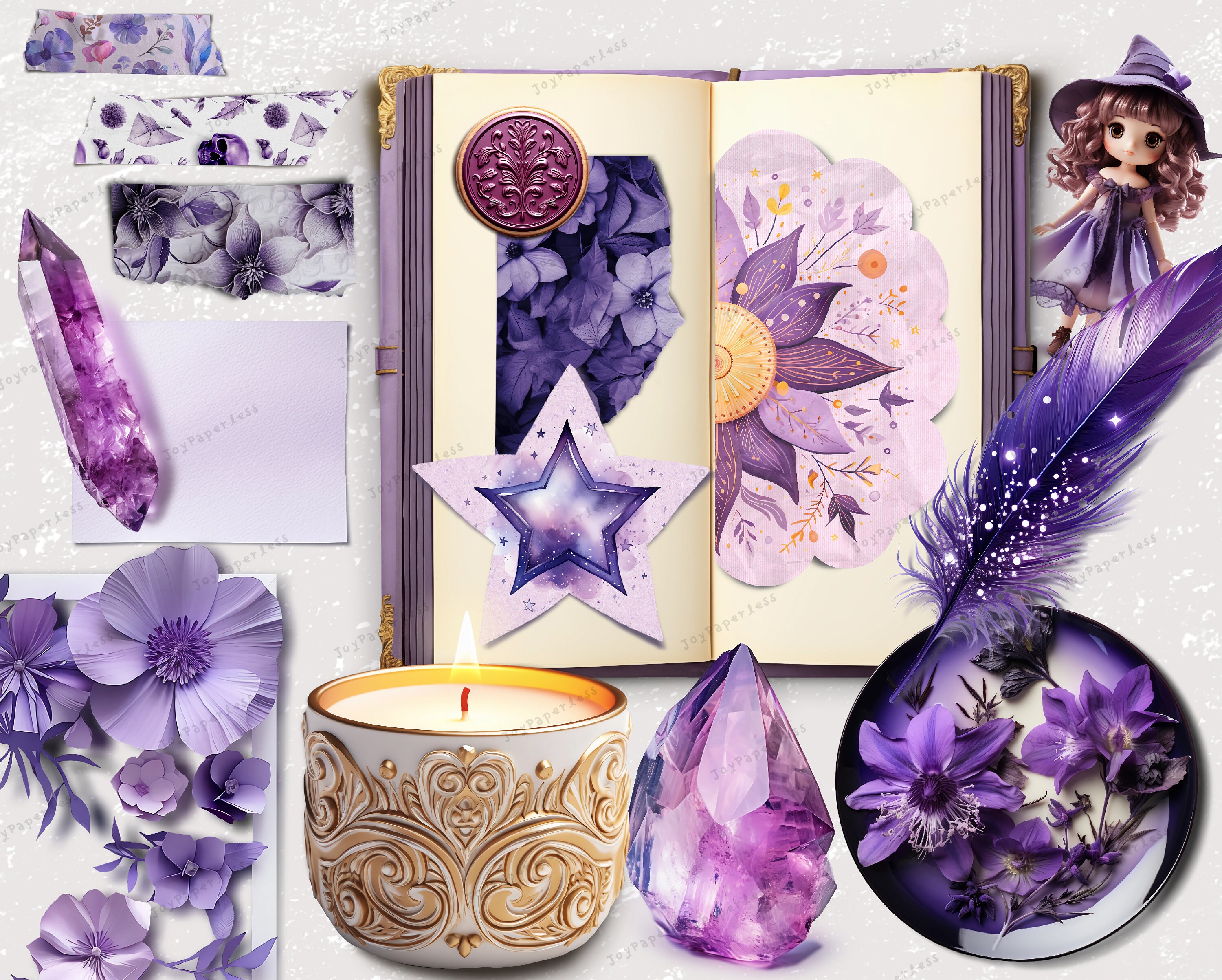 Witchy Realistic Digital Sticker Amethyst Sticker Magical Fairytale ...