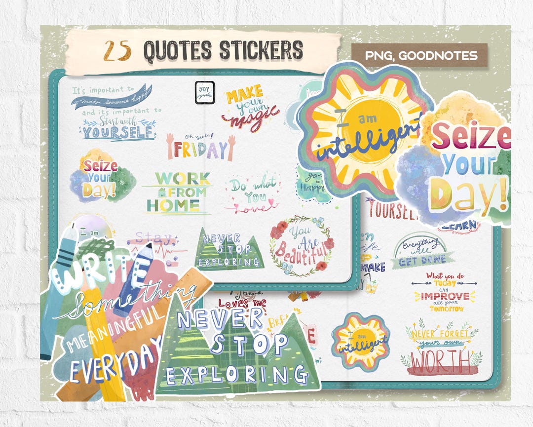 Digital Stickers Quotes Goodnotes Sticker Self Care Journal Onenote ...