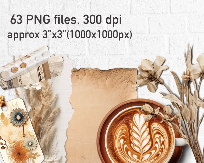 Boho Realistic Digital Sticker Aesthetic Bohemian Graphic Commercial ...