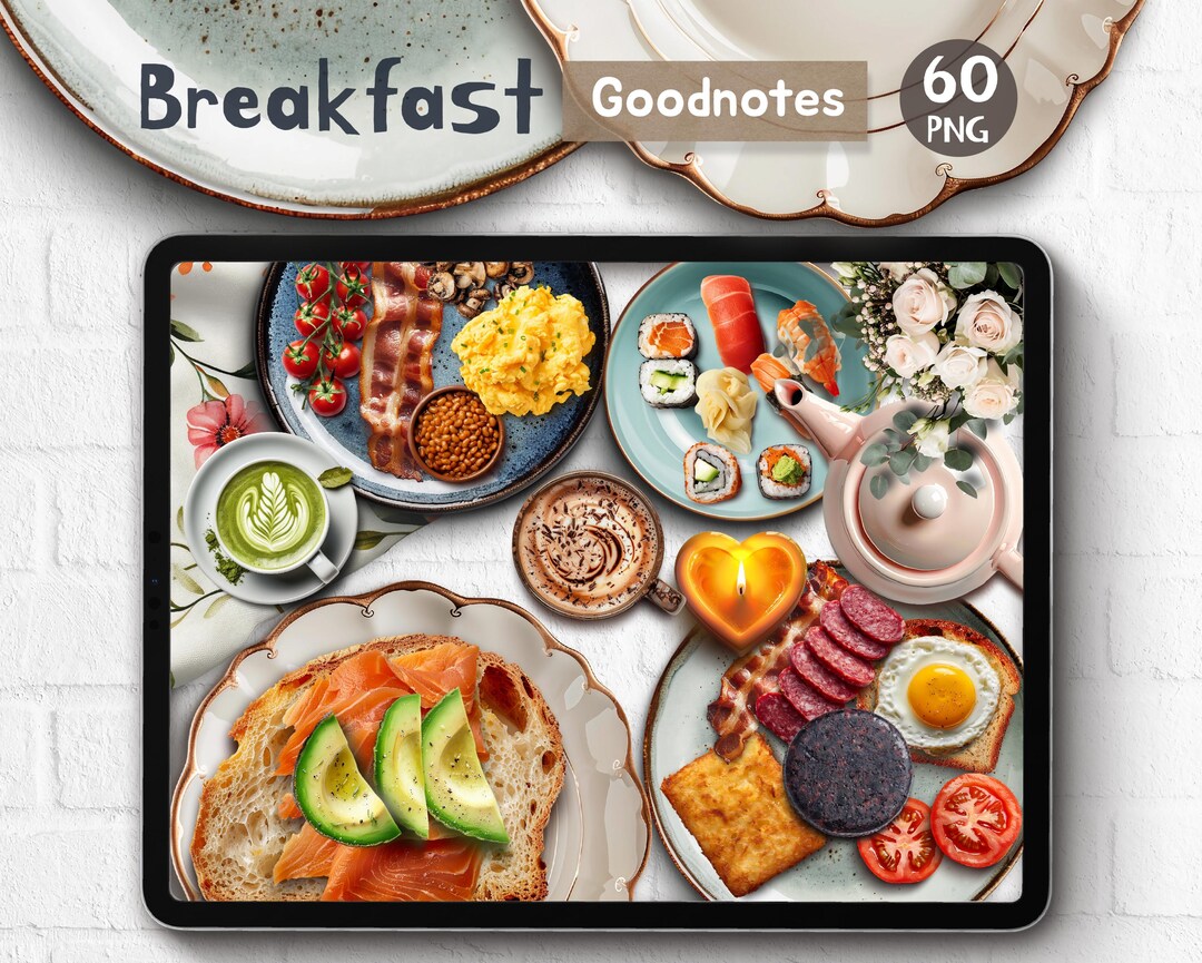 Breakfast Realistic Goodnotes Stickers: Brunch Planner Journal Food PNG ...