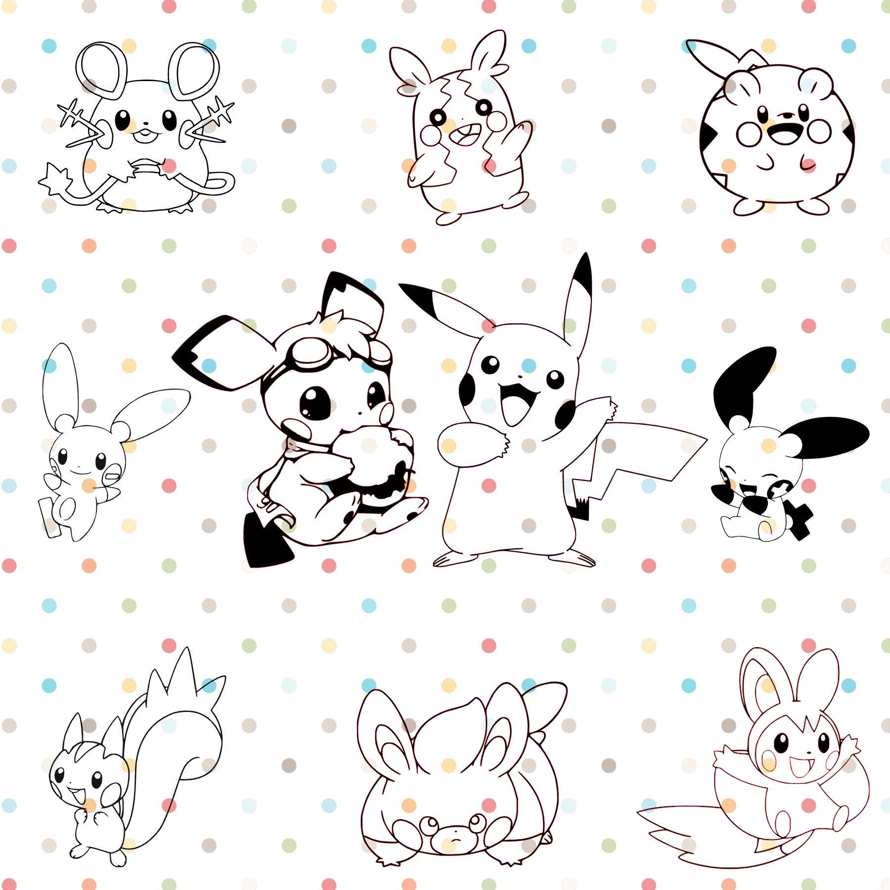 Plotter Files SVG and PNG Format Pokemon Pikachufamily - Etsy