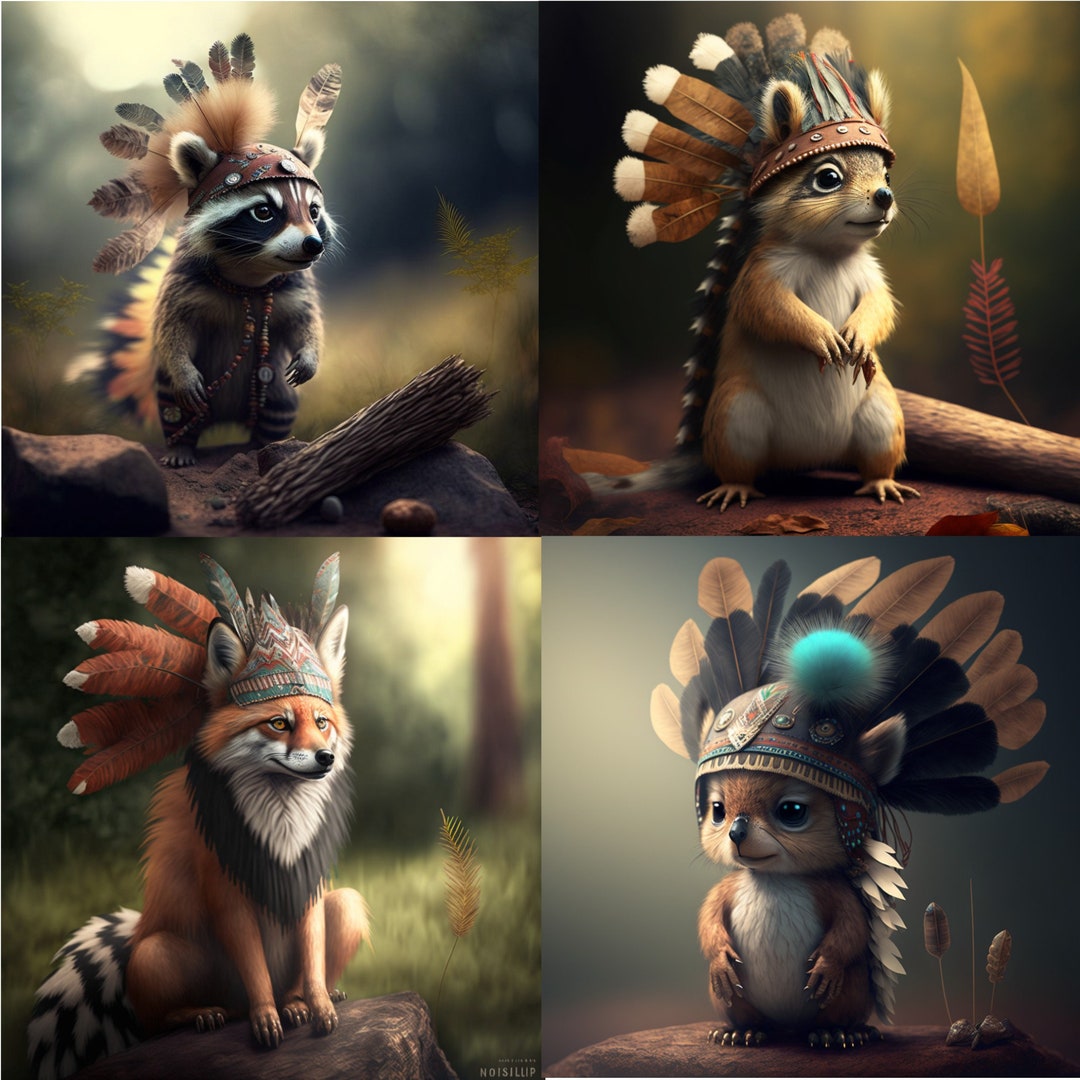 Native American Forest Animals SET 4 Digital Image Files - Etsy