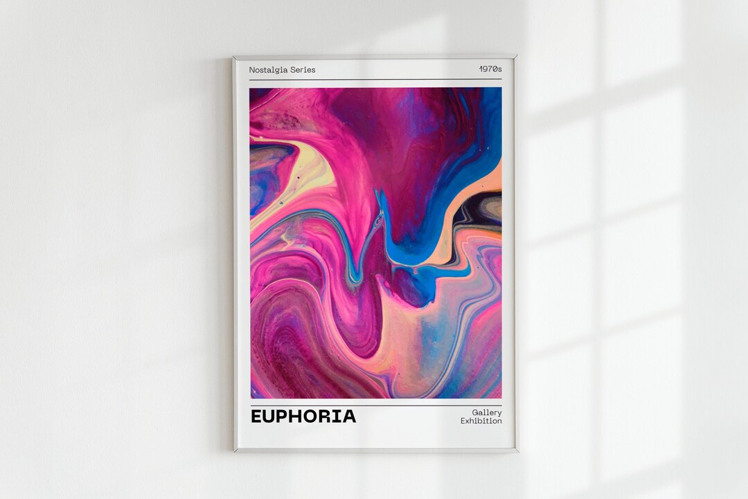 Euphoria X Nostalgia Purple & Blue Poster, Wall Art, Retro, Affirmation ...