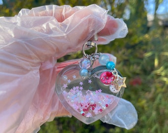 Smiley Flower Liquid Shaker Keychain, Cute Glitter Resin Keyring, Bag ...