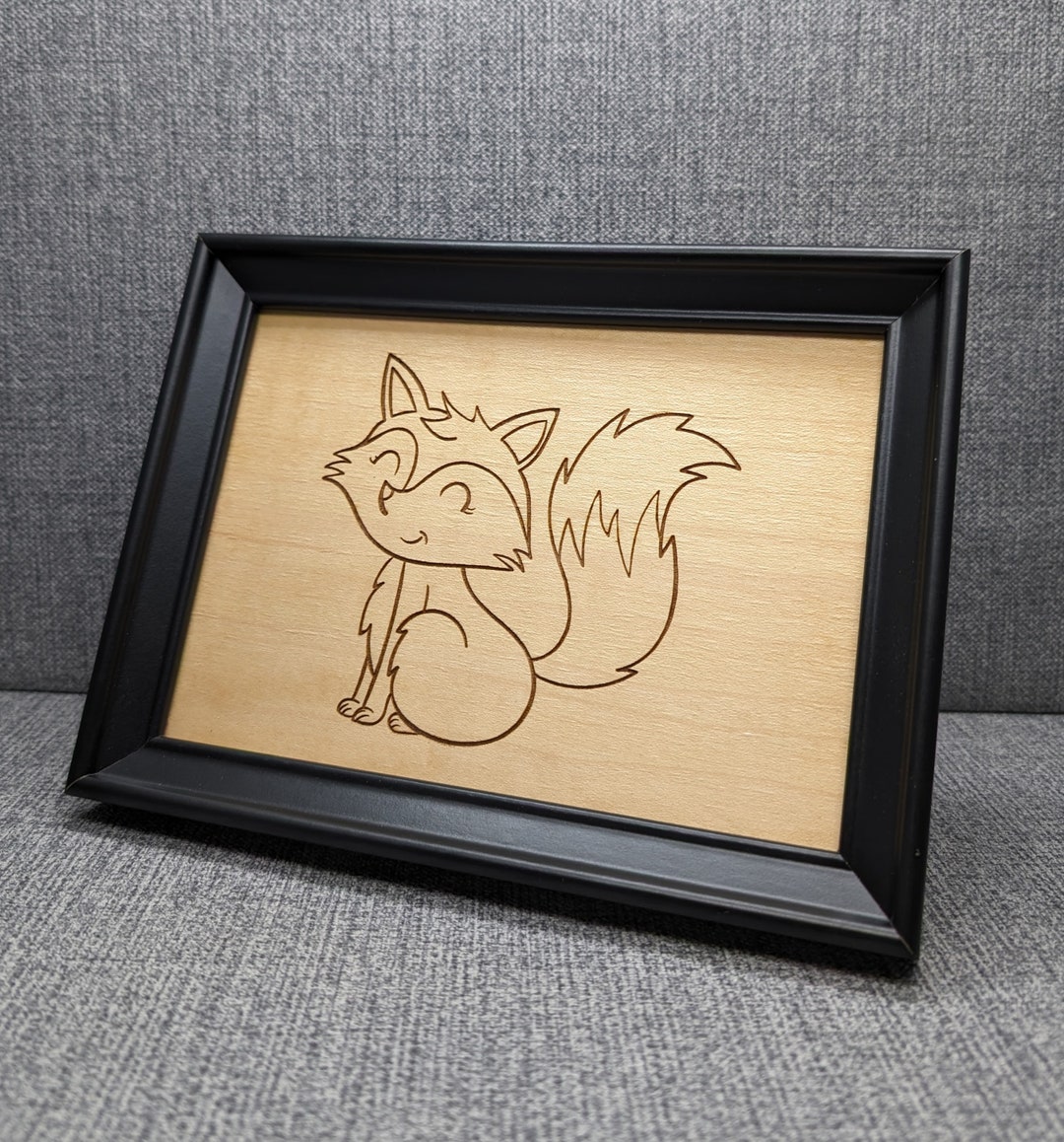 Cartoon Fox Picture Wooden Art Nursery Décor Wood Gift British Wildlife ...