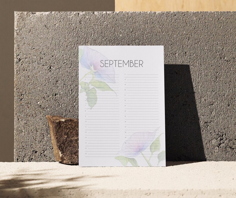 Editable - Printable Perpetual Birthday Calendar With Minimalist Flower ...