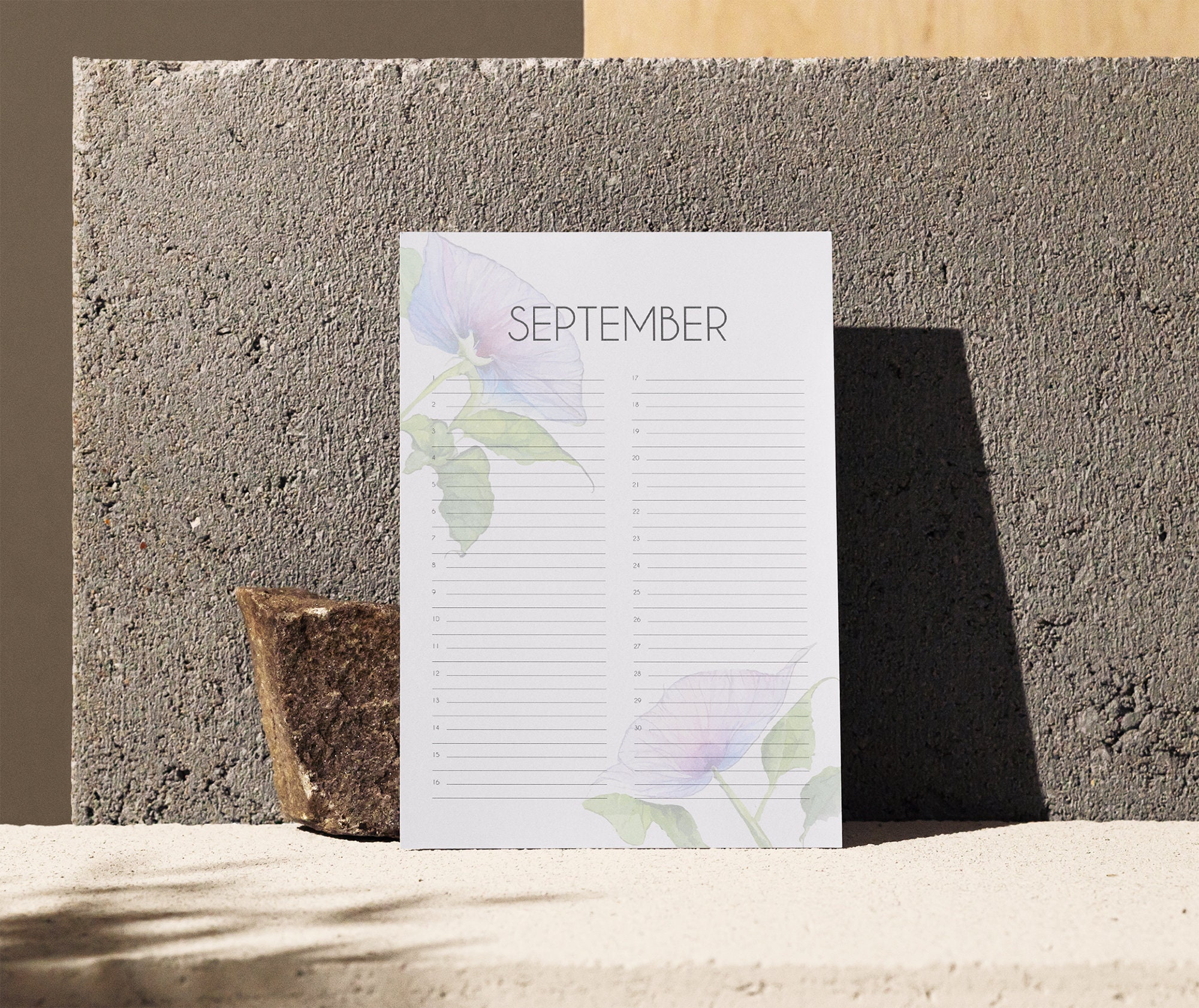 Editable Printable Perpetual Birthday Calendar With Minimalist Flower ...