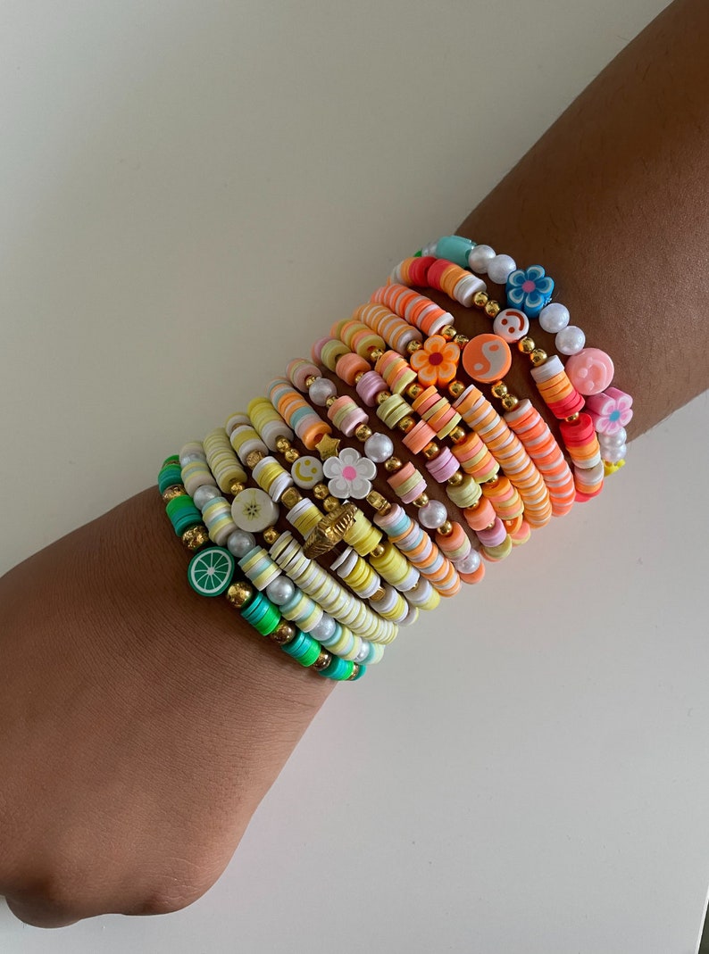 Clay Bead Bracelet Preppy Clay Bead Bracelet - Etsy