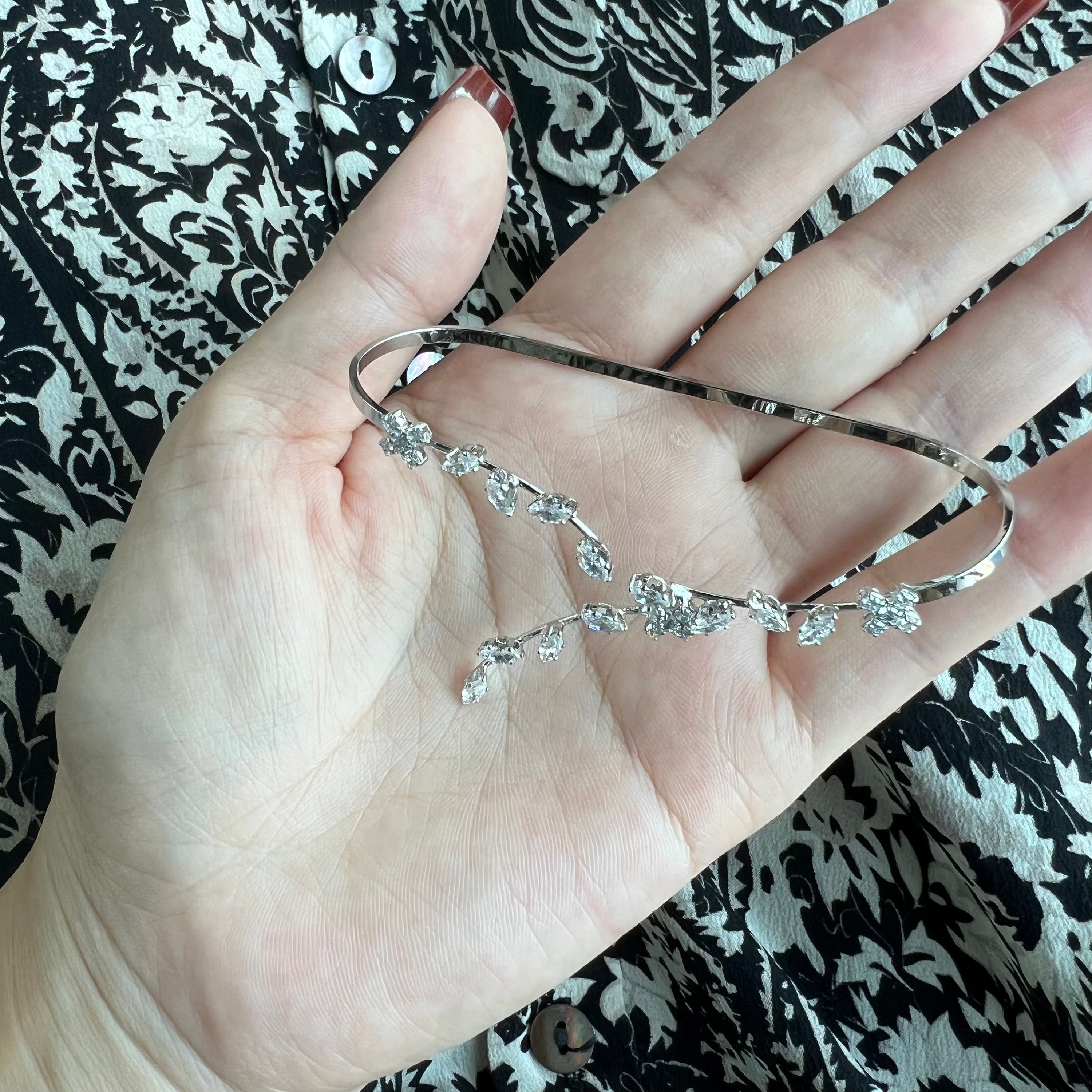 18K Platinum Plated CZ Hand Bracelet Palm Cuff Adjustable - Etsy