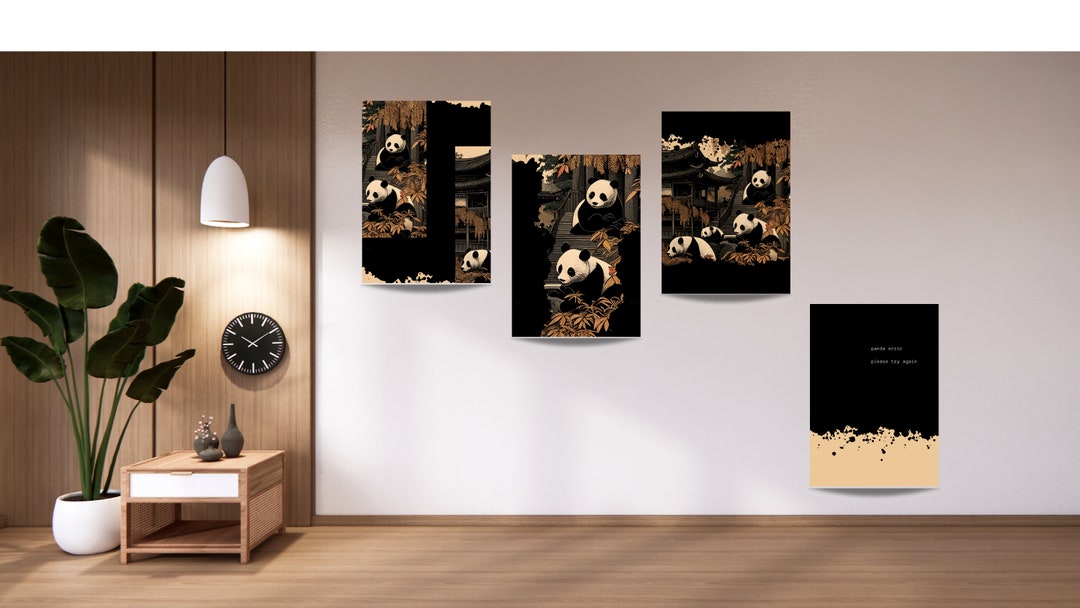 4 Panda Posters - Downloadable (ukiyo-e Style in Modern Representation ...