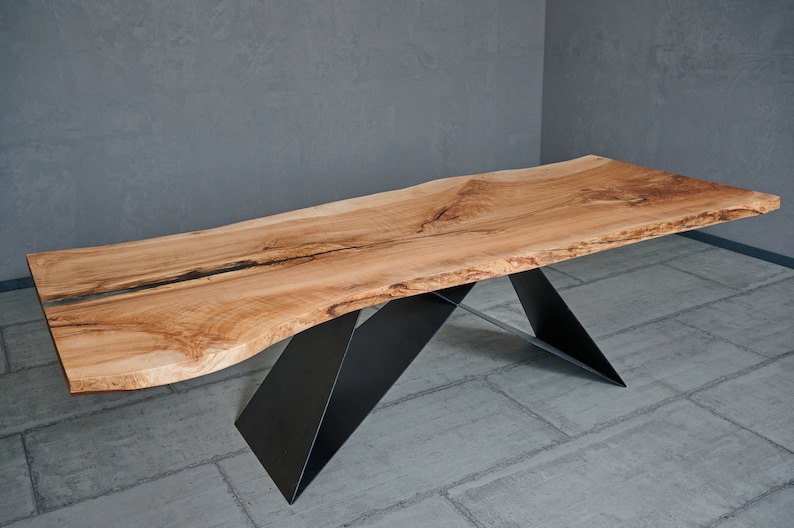 Design Dining Table Solid Wood Epoxy Resin Resin Olive 285x110 - Etsy