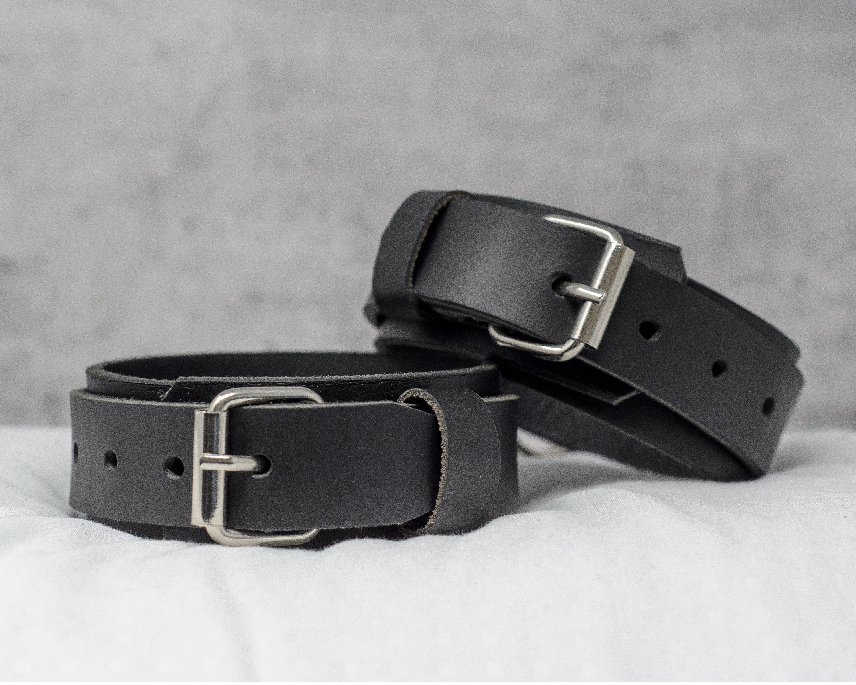 Full Grain Leather Ankle Cuffs Set Bondage BDSM Cuff Restraints Made in ...