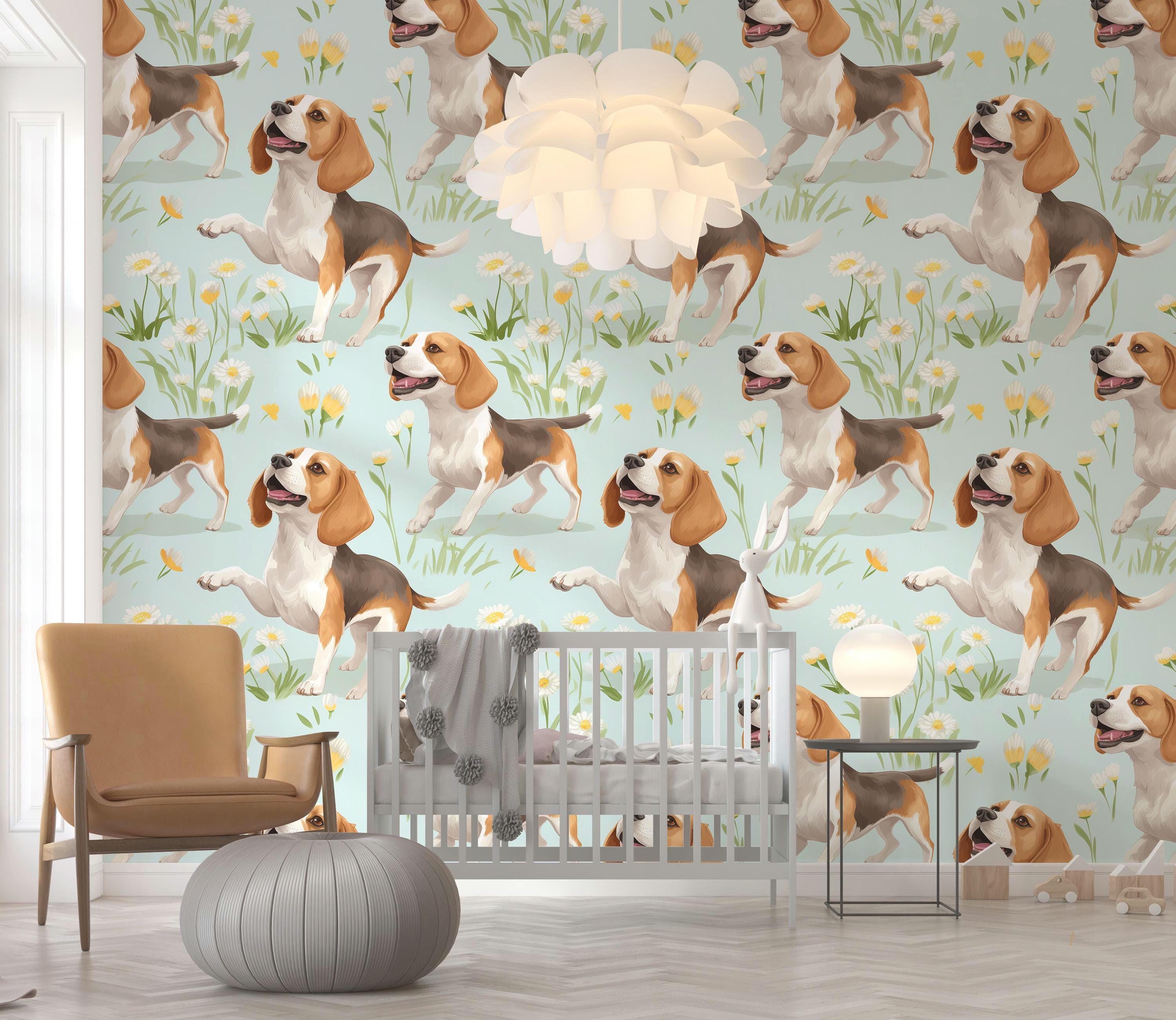 Beagle Colorful Dog Drawing Wall Stricker | Kids Room Self Adhesive ...