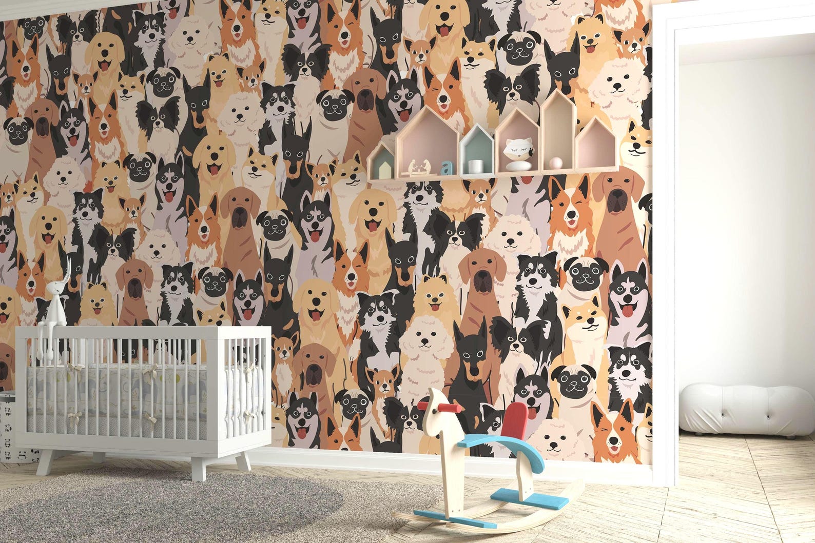 Dog Wallpaper Peel and Stick | Pet Wall Decor | Removable Puppy Pattern ...