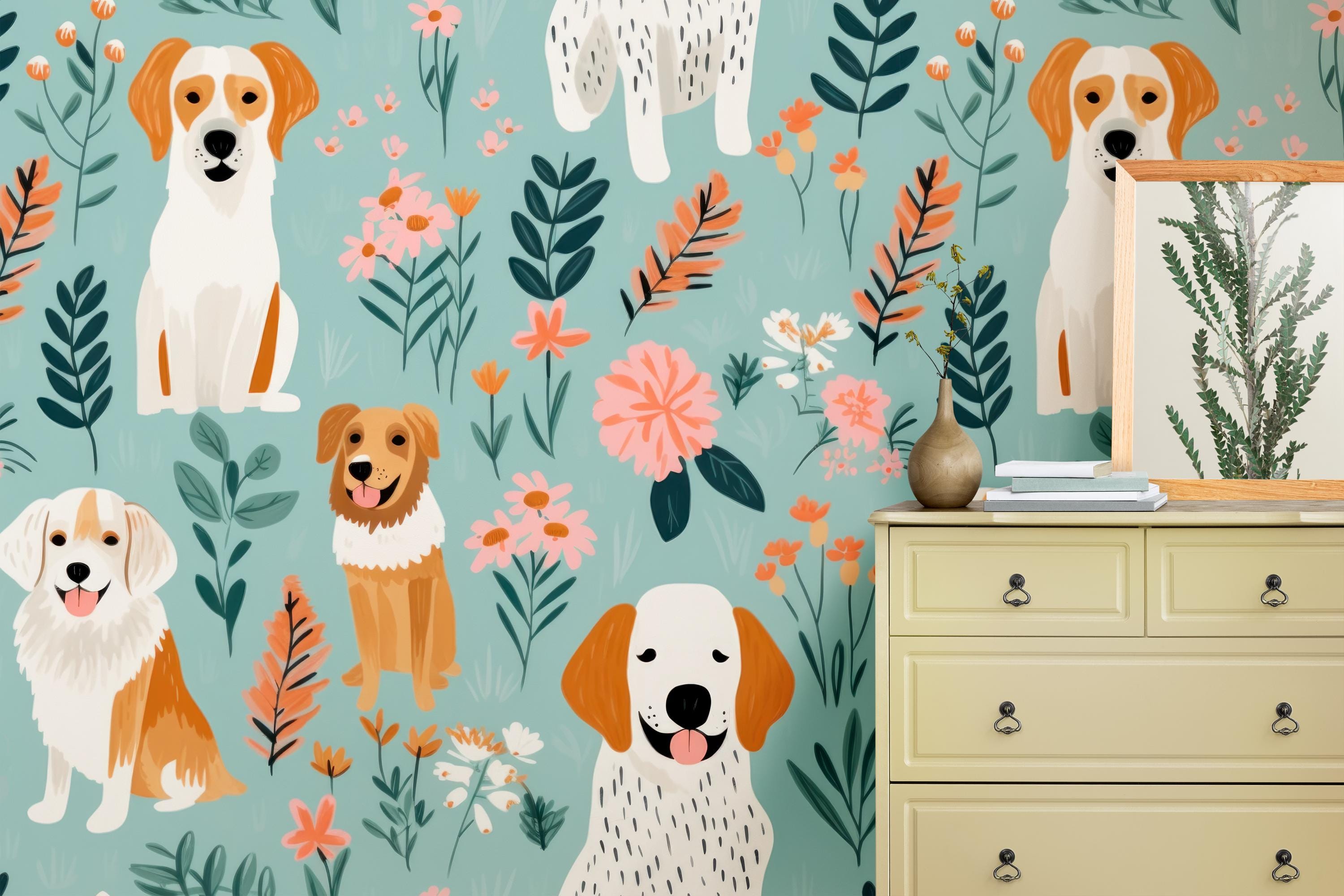 Dog Doodle Wallpaper | | Easy Peel & Stick Wallpaper | Removable Kids ...