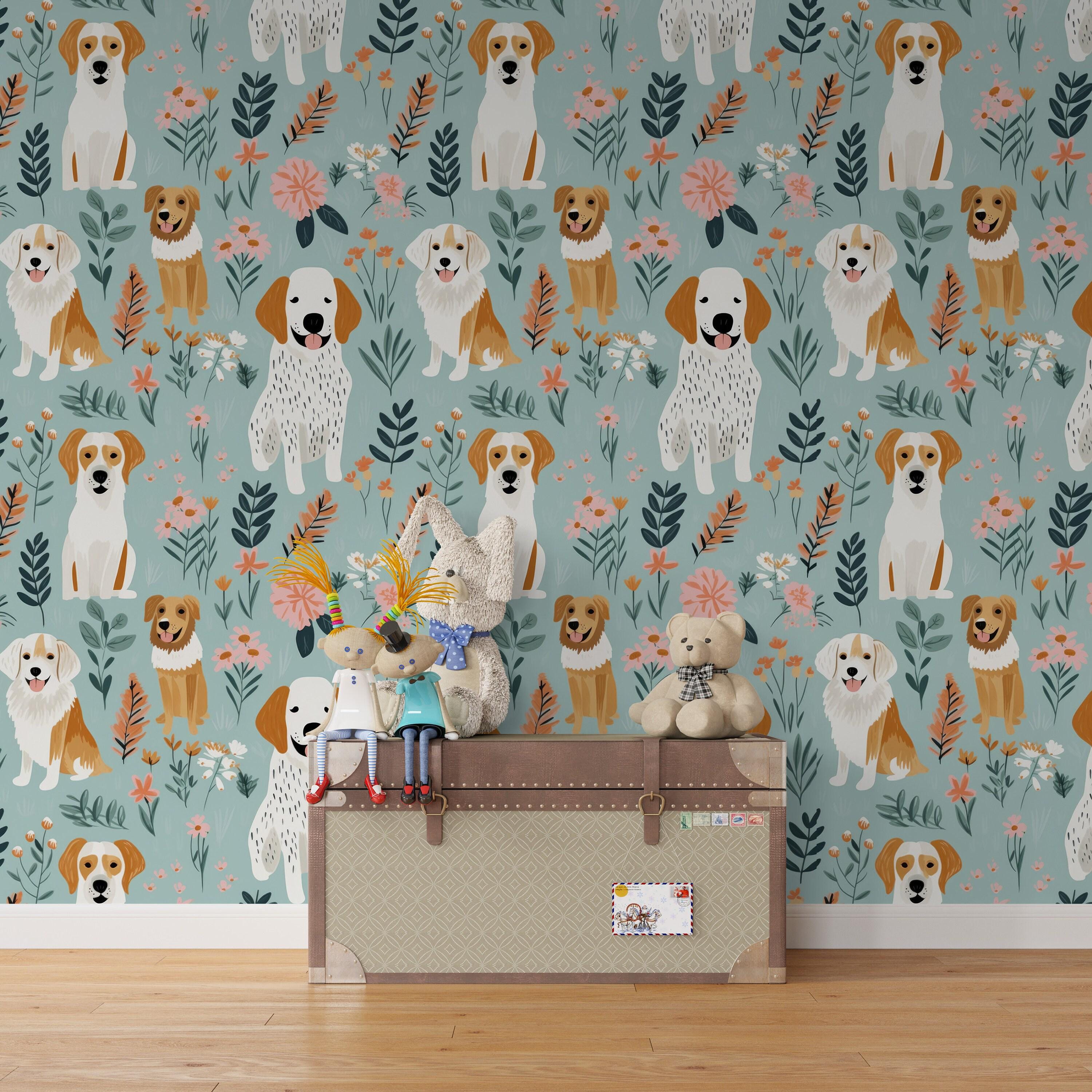 Dog Doodle Wallpaper | | Easy Peel & Stick Wallpaper | Removable Kids ...