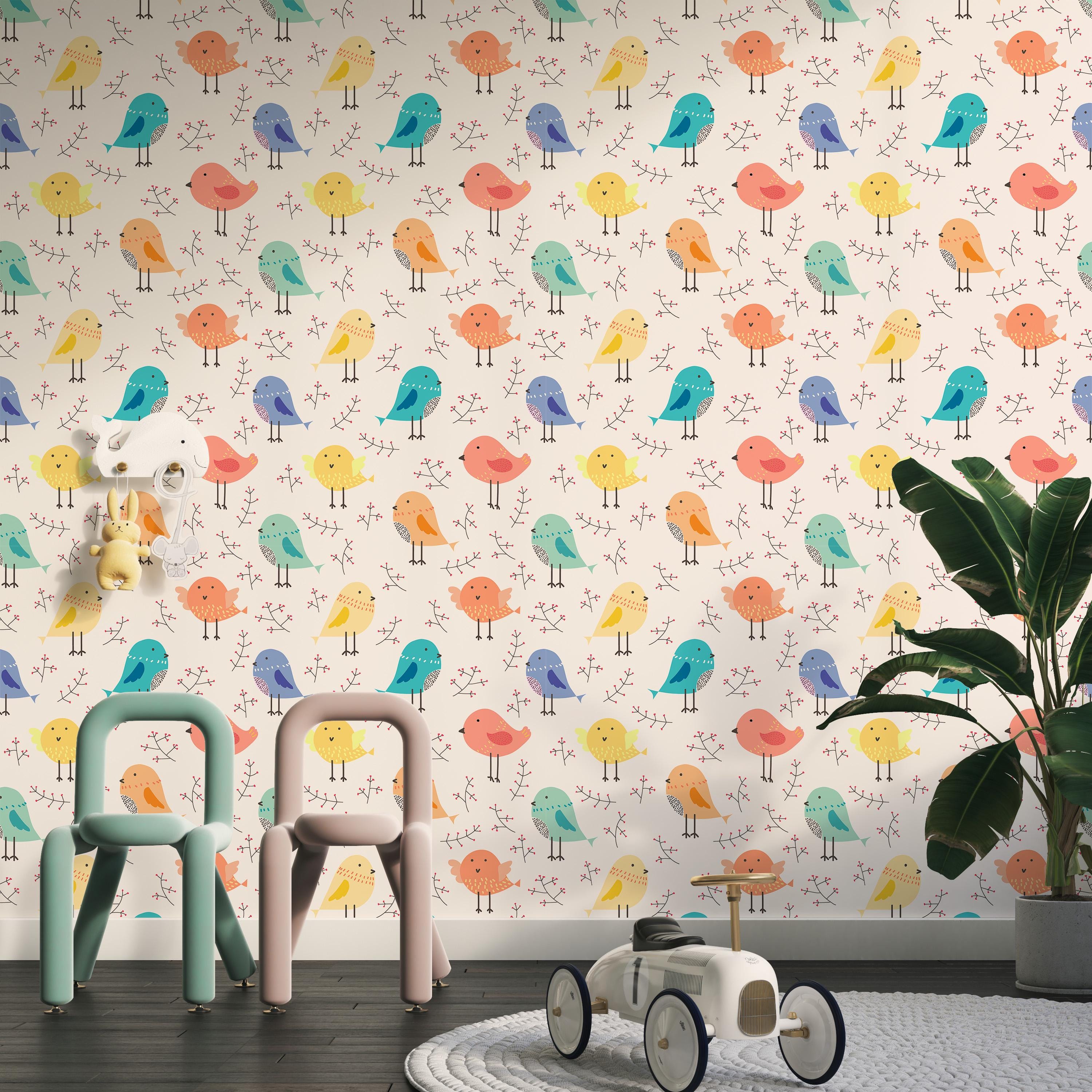 Robin Bird Cardinal Bliss Wallpaper | Vintage Birds on Branches Charm ...