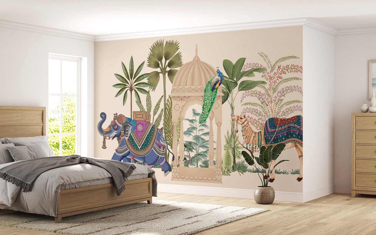 Luxury Indian Wallpaper | Hand Painted Royal Elephant Wall Decor ...