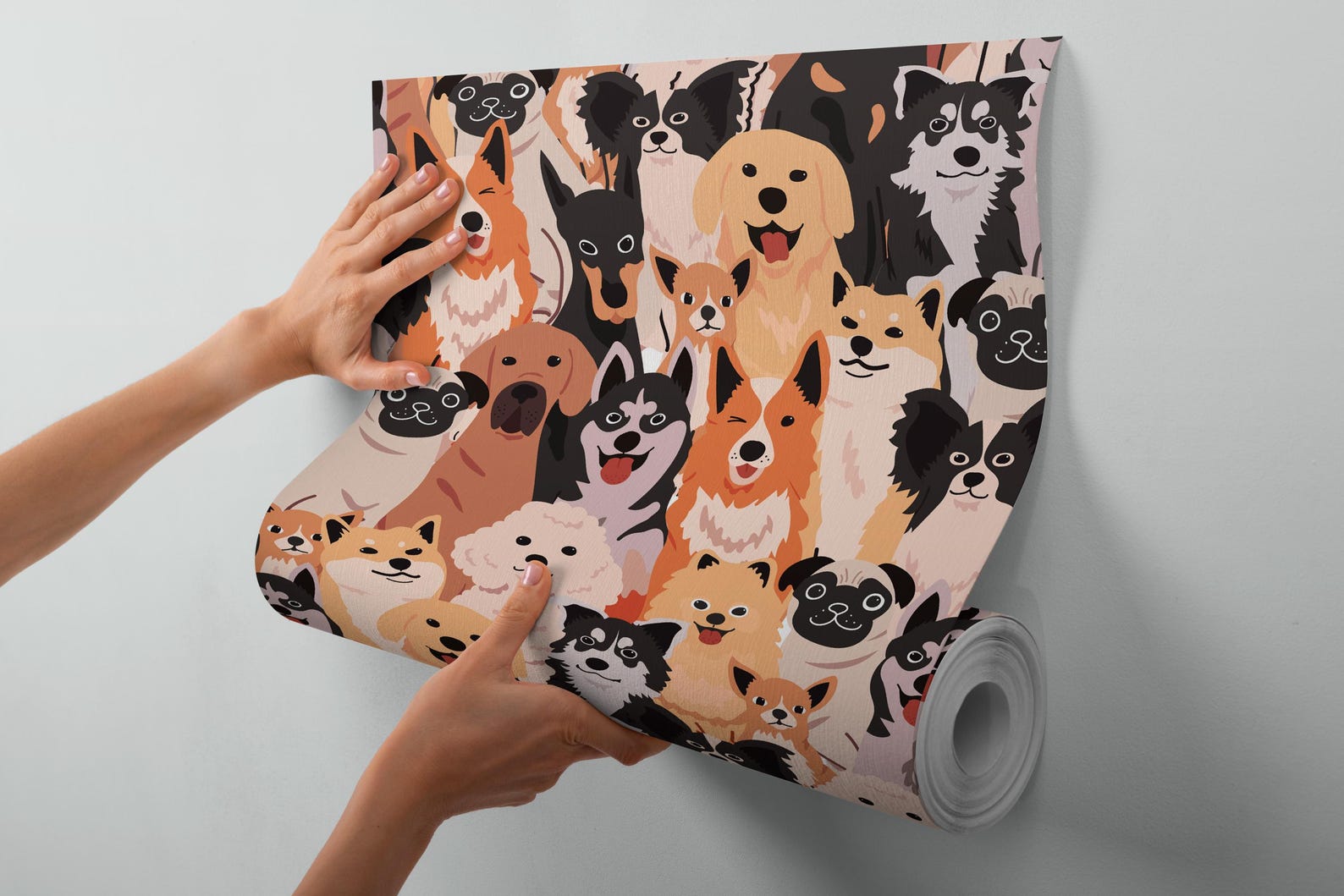 Dog Wallpaper Peel and Stick | Pet Wall Decor | Removable Puppy Pattern ...