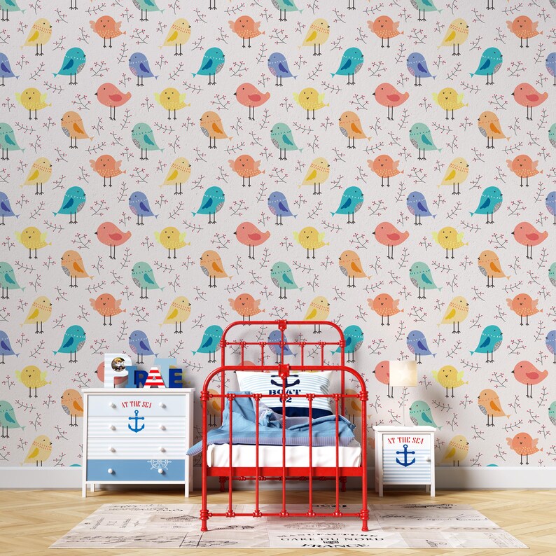 Robin Bird Cardinal Bliss Wallpaper | Vintage Birds on Branches Charm ...