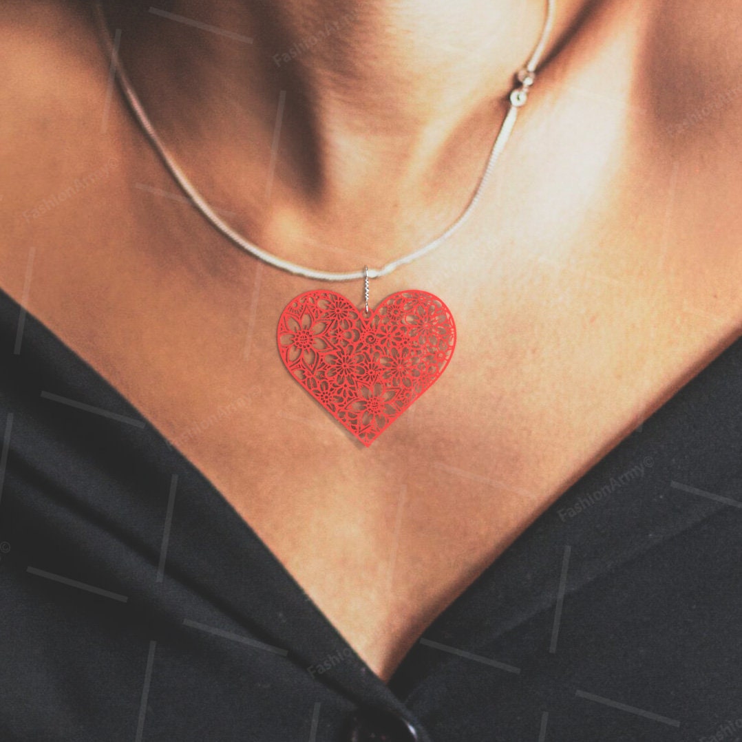 Laser Cut Engraving Floral Heart Dxf Svg,lightburn Art Library for ...