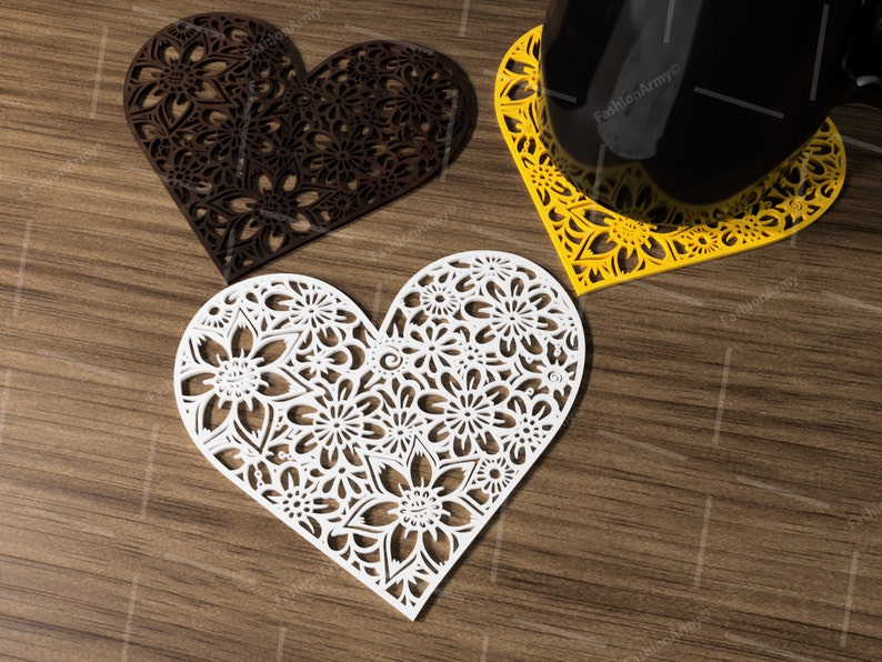 Laser-Cut Gravur Floral Herz Dxf SVG, Lightburn Art Bibliothek für ...