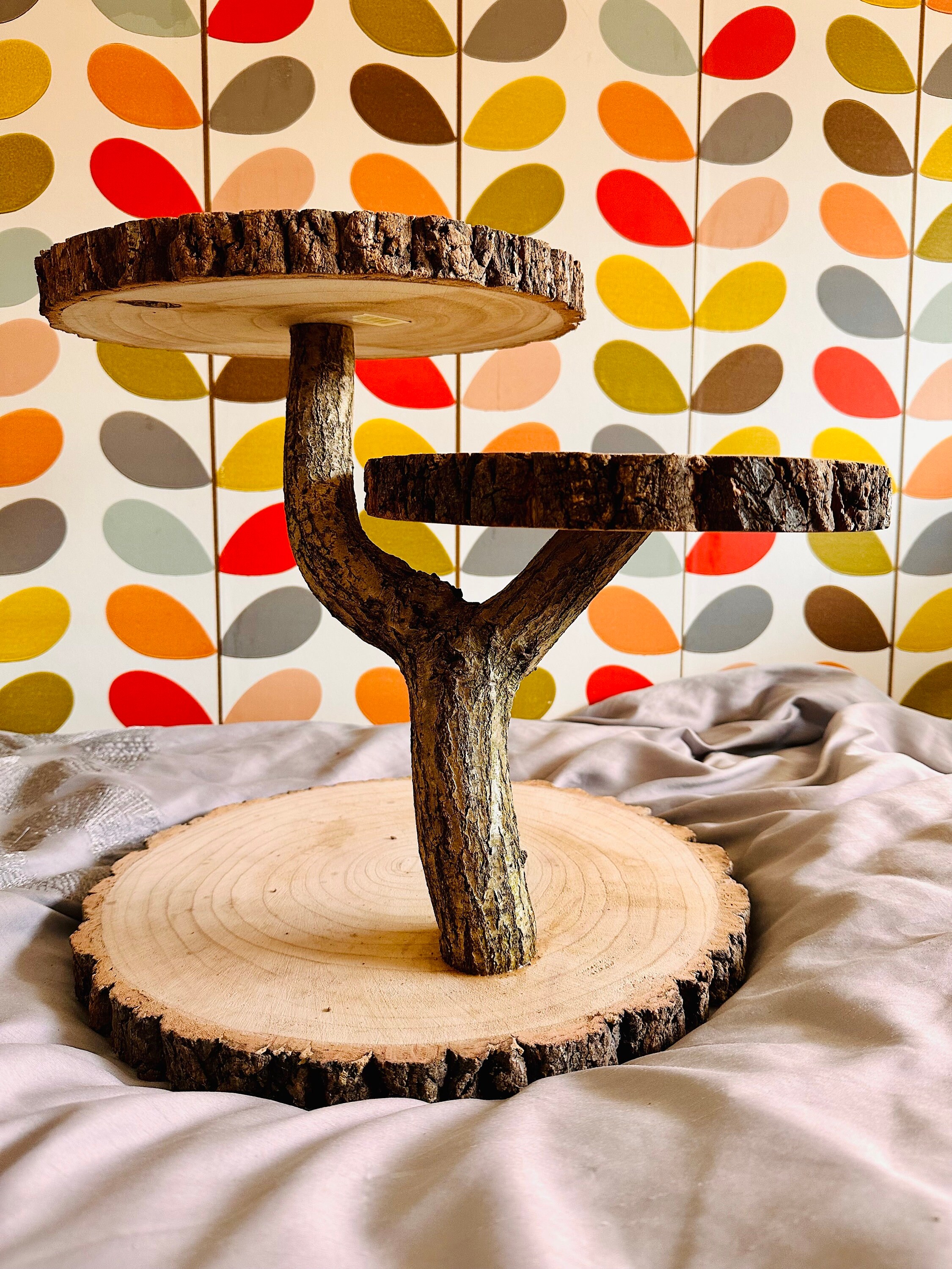 3 Tier 2 Pronged Level Rustic Wedding Cake Stand - Etsy UK