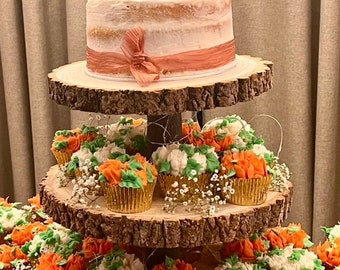 3 Tier 2 Pronged Level Rustic Wedding Cake Stand - Etsy UK