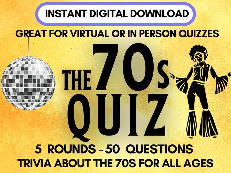 The 70s Quiz, 70s Trivia Questions, Quiz for Birthday Parties - Etsy