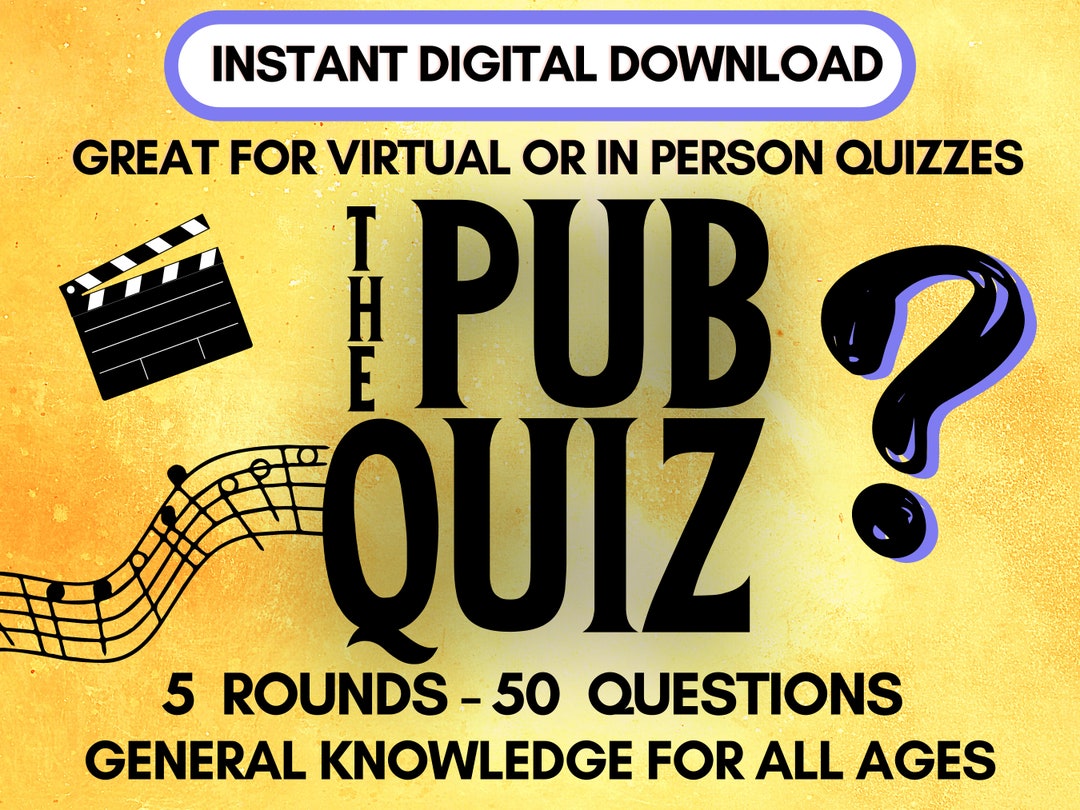 General Knowledge Pub Quiz With Classic Trivia Questions - Etsy