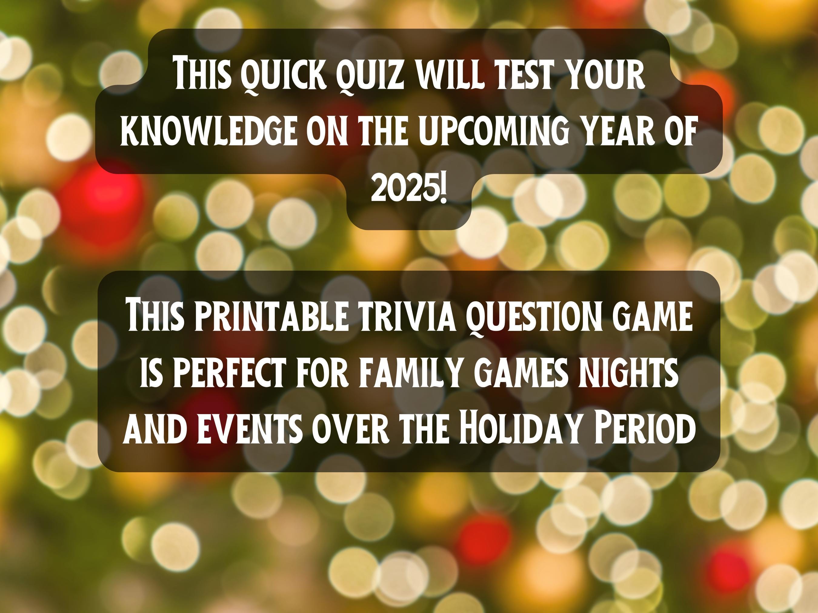 Cuestionario imprimible de 2025, Nochevieja de 2024, preguntas de ...