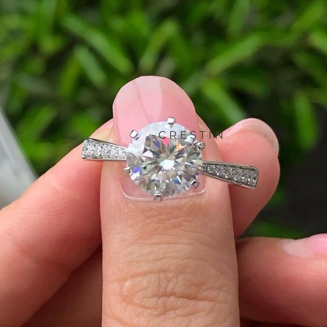 Daily Wear Ring, Women's Wedding Ring, 1.7CT Moissanite, Gift for Her, Elegant Simple Ring, 14K ...