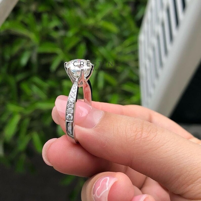 Daily Wear Ring, Women's Wedding Ring, 1.7CT Moissanite, Gift for Her ...