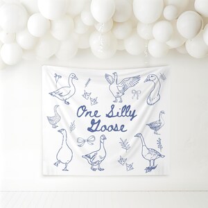 One Silly Goose Birthday Backdrop, One Silly Goose Custom Banner, 1st ...