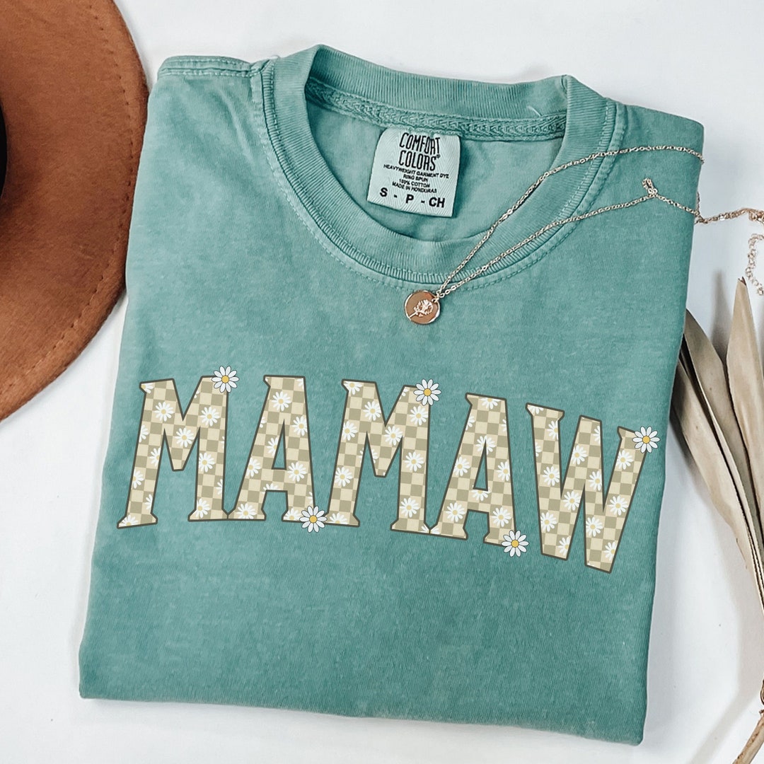 Mamaw Checkered Boho Flowers Shirt, Comfort Colors Tee, Floral Daisy ...