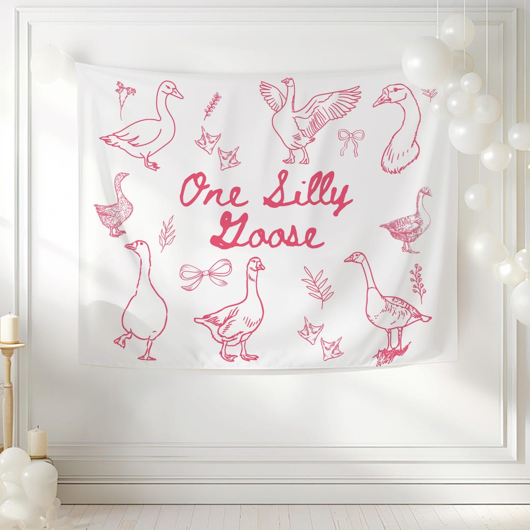 One Silly Goose Birthday Backdrop, One Silly Goose Custom Banner, 1st ...