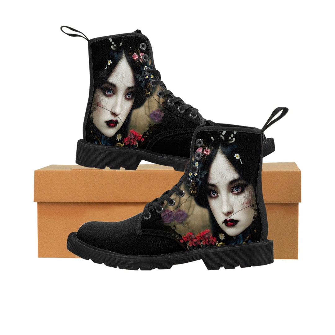 Women's Canvas Boots Beautiful and Dangerous Gothic Vampiress Design ...